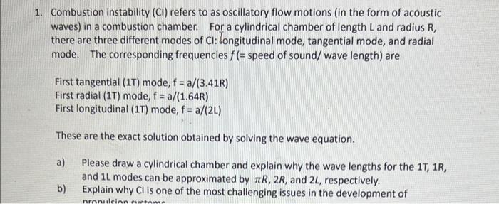 Solved 1. Combustion instability (Cl) refers to as | Chegg.com