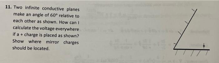 Solved 11. Two infinite conductive planes make an angle of | Chegg.com