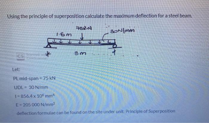 Solved Using the principle of superposition calculate the | Chegg.com