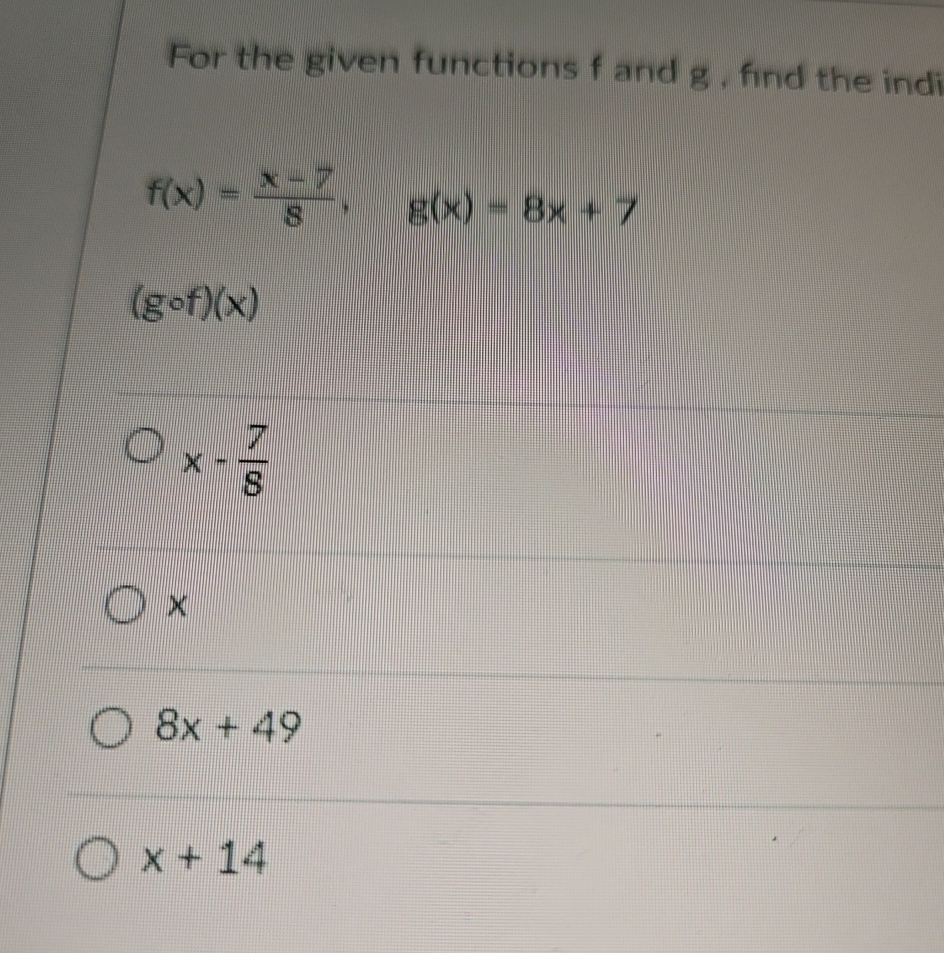 Solved For the given functions f ﻿and g, ﻿find the | Chegg.com