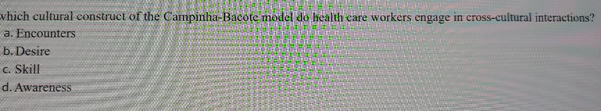 Solved which cultural construct of the Campinha-Bacote model | Chegg.com