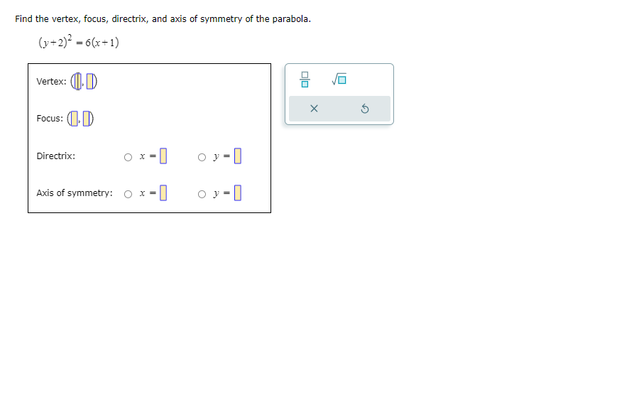 Solved Find the vertex, focus, directrix, and axis of | Chegg.com