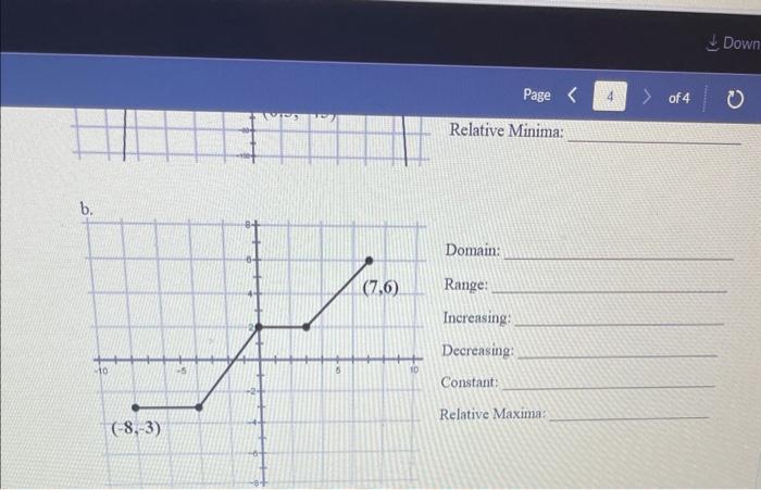 Solved Relative Minima: Domain: Range: Increasing: | Chegg.com