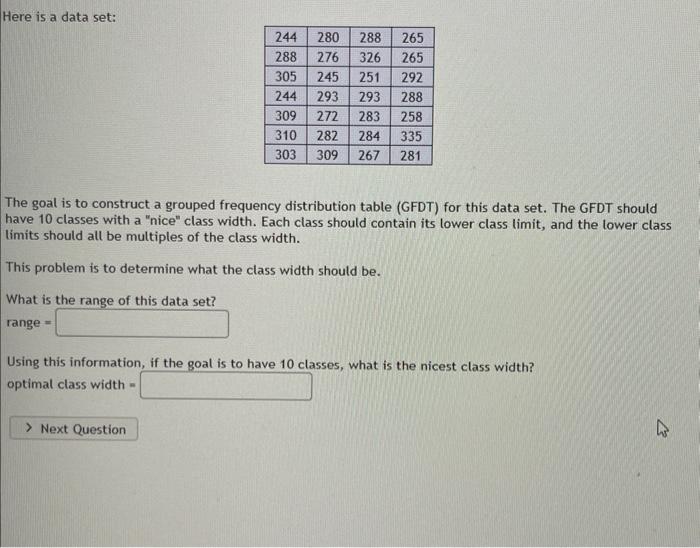 Solved Here is a data set: The goal is to construct a | Chegg.com