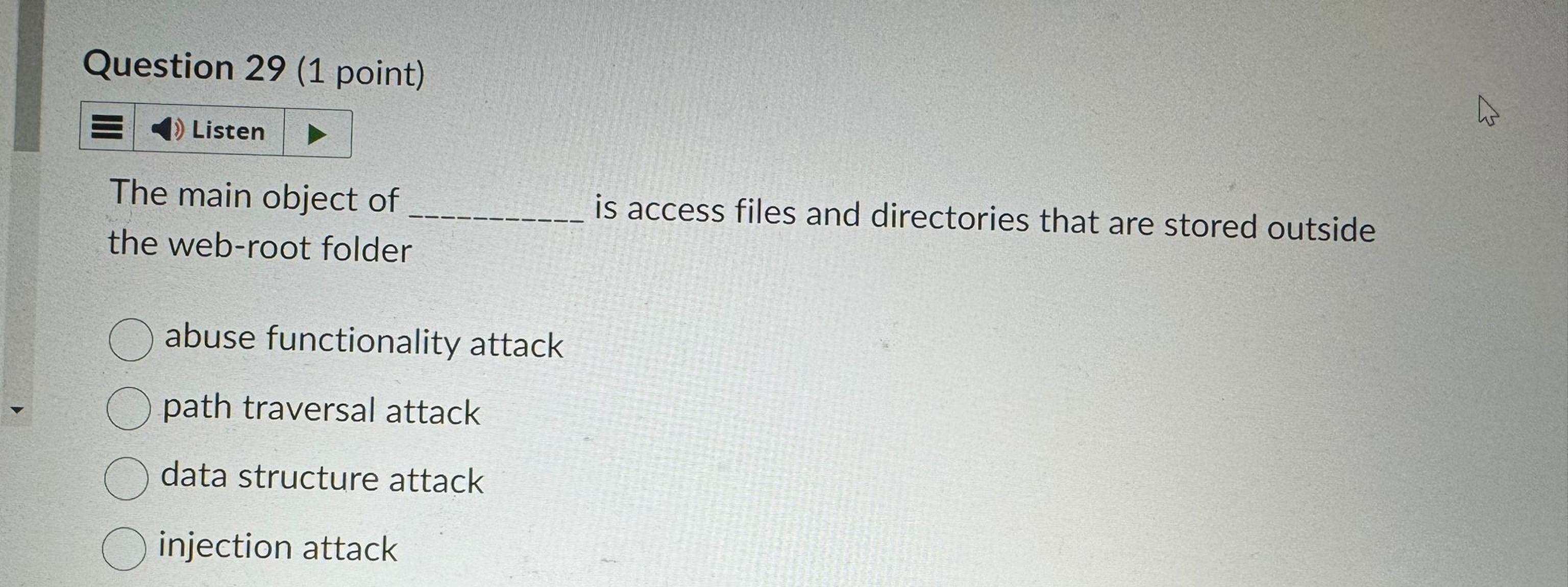 Solved Question 29 (1 ﻿point)The main object ofis access | Chegg.com