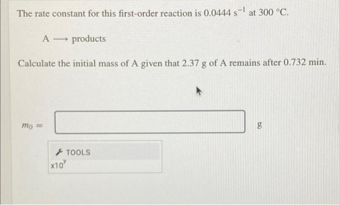 Solved The rate constant for this first-order reaction is | Chegg.com