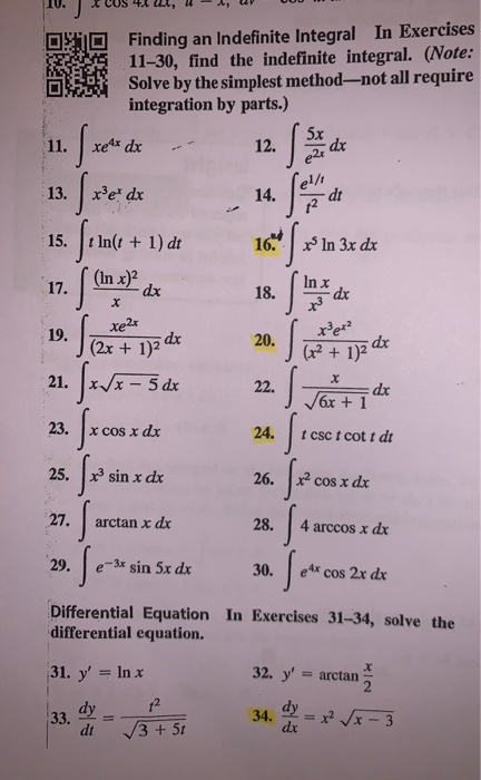 Solved 10. UUS 41 W, - 1, Finding an Indefinite Integral In | Chegg.com