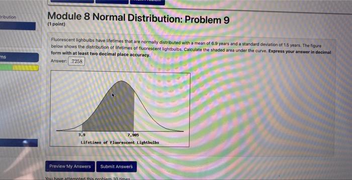 Solved Module 8 Normal Distribution: Problem 9 (1 point) | Chegg.com