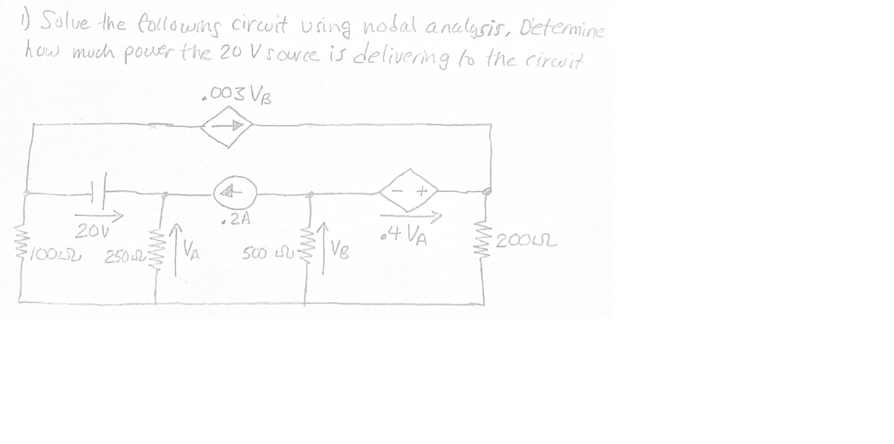 Solved 1) ﻿Solve the following circuit using nodal analysis, | Chegg.com