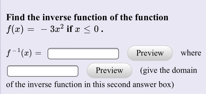 Solved Find the inverse function of the function f(x) = – | Chegg.com