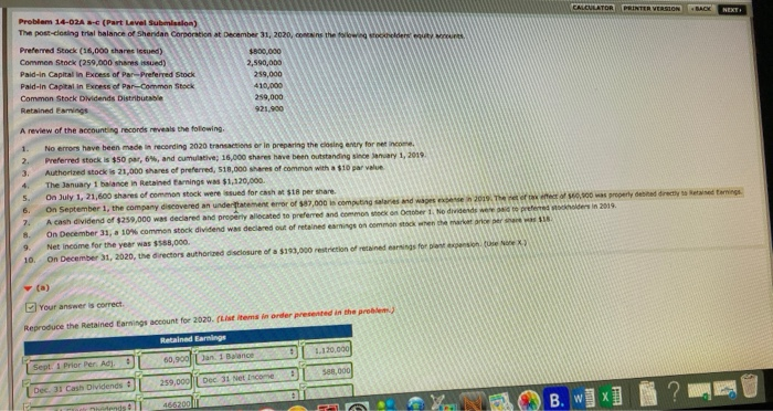 Solved FOR PRINTER VERSION BACK Problem 14-02A (Part Level | Chegg.com
