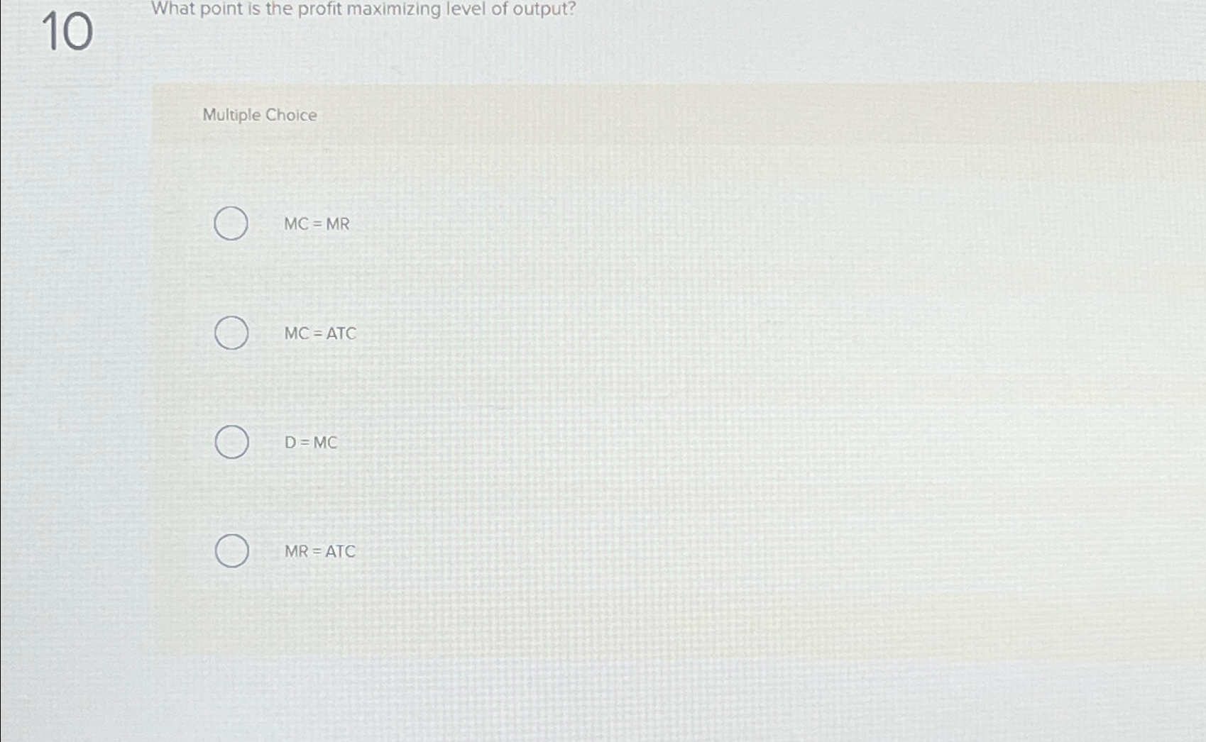 Solved 1 ﻿What point is the profit maximizing level of | Chegg.com