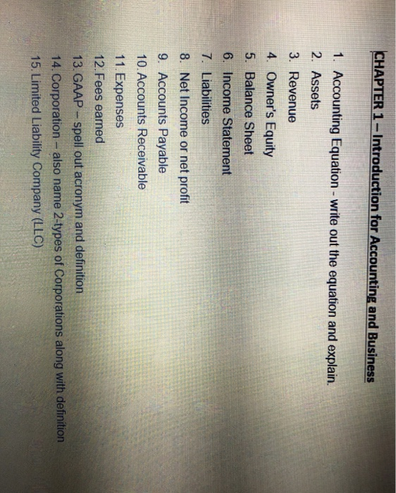 Solved CHAPTER 1 - Introduction for Accounting and Business | Chegg.com