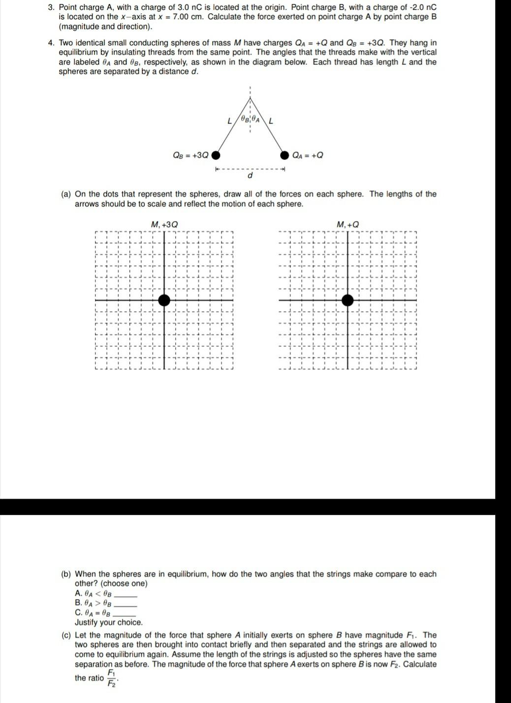 Solved 3. Point charge A, with a charge of 3.0 nC is located | Chegg.com