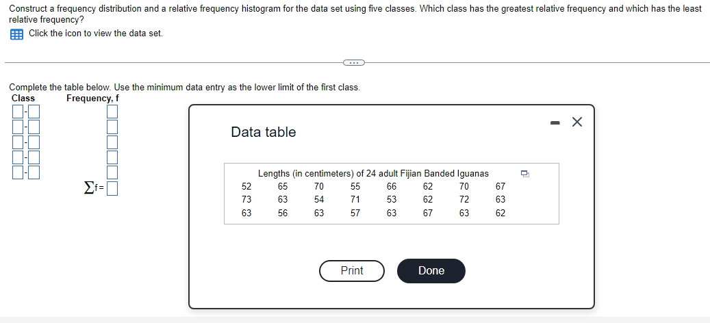 Solved Construct a frequency distribution and a relative | Chegg.com