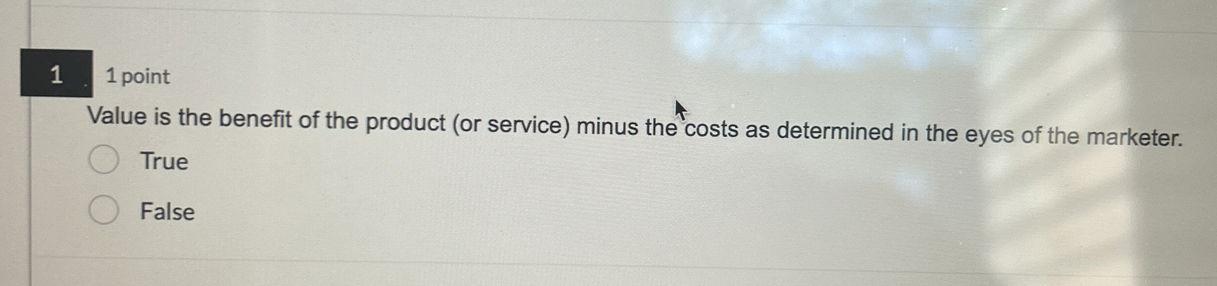 Solved 1 1 ﻿pointValue is the benefit of the product (or | Chegg.com