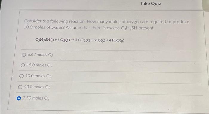 Solved Consider The Following Reaction How Many Moles Of