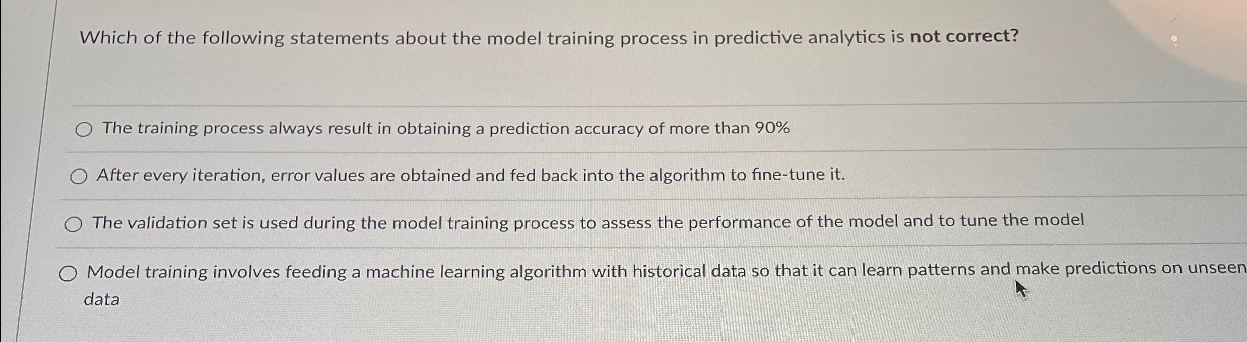 Solved Which of the following statements about the model | Chegg.com