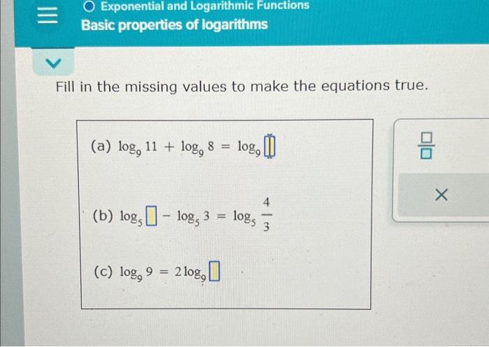 Solved Fill in the missing values to make the equations | Chegg.com