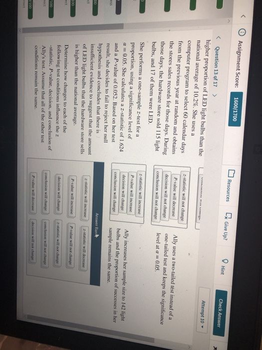 Solved Assignment Score: 1600/1700 Resources C Give Up? Hint | Chegg.com