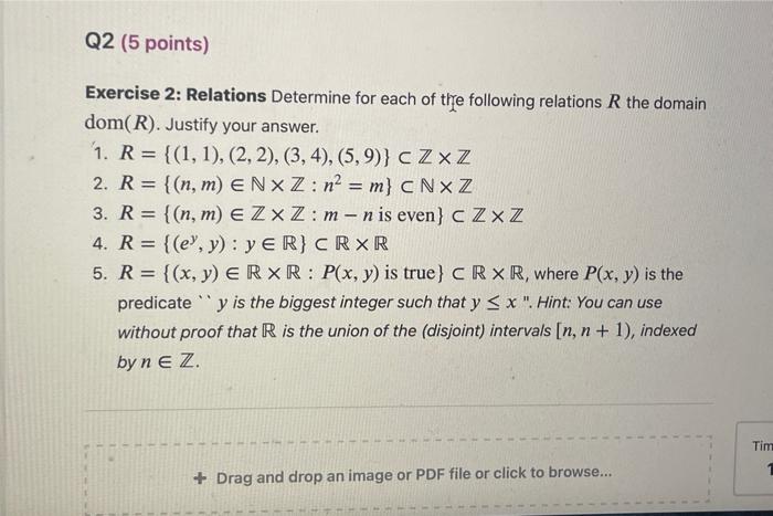 Solved Exercise 2: Relations Determine for each of the | Chegg.com