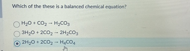 Solved Which of the these is a balanced chemical | Chegg.com