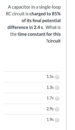 Solved A capacitor in a single-loop RC circuit is charged to | Chegg.com