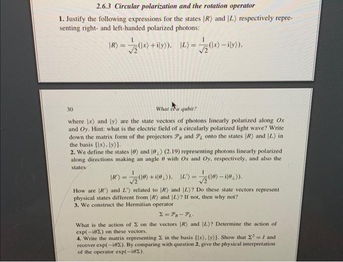 Solved 2.6.3 Circular polarization and the rotation operator | Chegg.com
