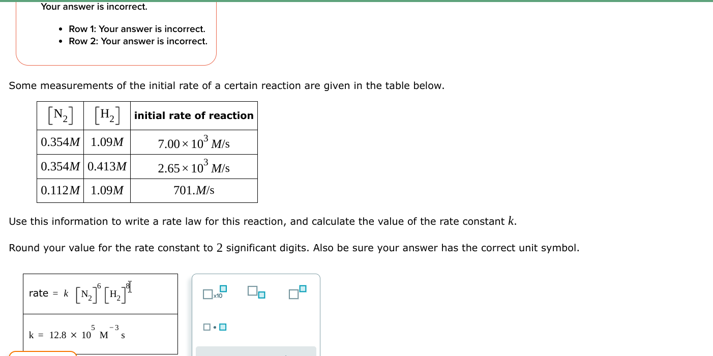 Solved Your answer is incorrect.Row 1: Your answer is | Chegg.com Solved Your answer is incorrect.Row 1: Your answer is | Chegg.com