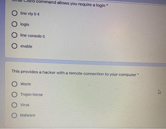 Solved sco command allows you require a login * Oline vty 04 | Chegg.com