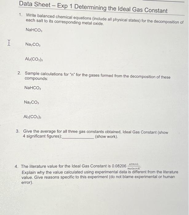Solved 1. Write balanced chemical equations (include all | Chegg.com