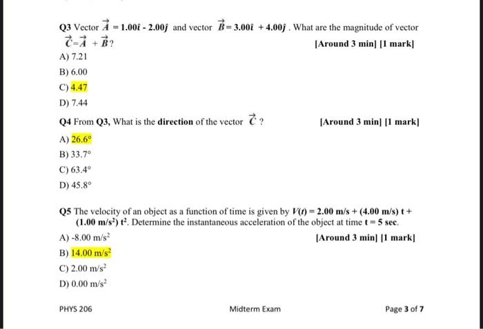 Solved Q3 Vector A=1.00i^−2.00j^ and vector B=3.00 ^+4.00j^. | Chegg.com