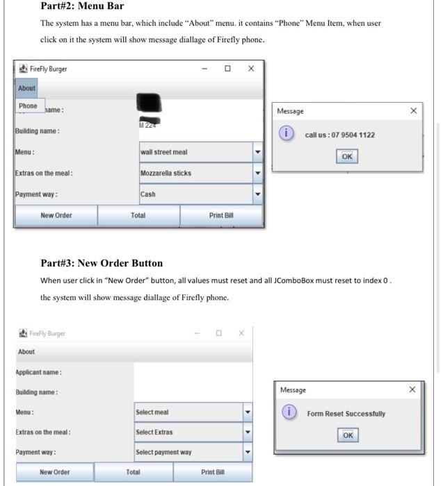 Solved Part\#2: Menu Bar The system has a menu bar, which | Chegg.com