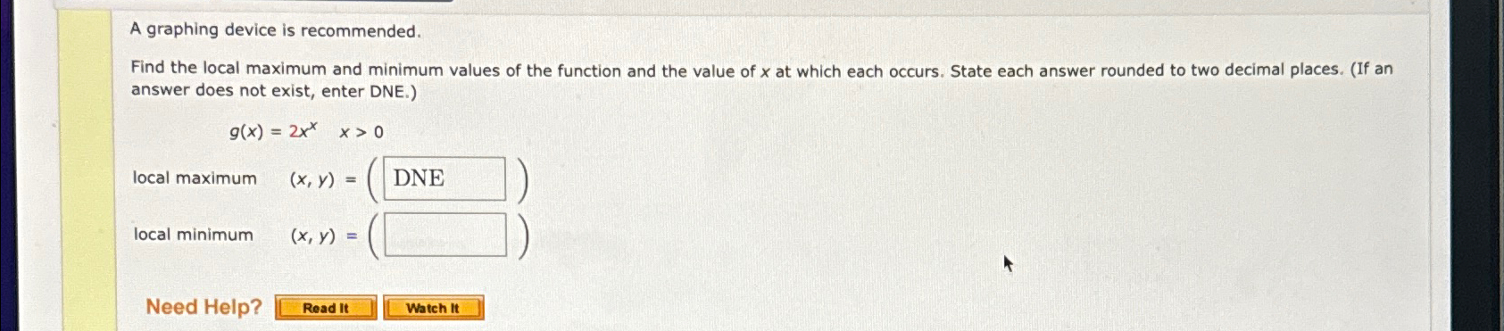 Solved A graphing device is recommended.Find the local | Chegg.com