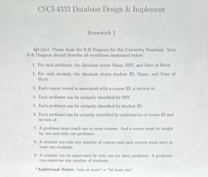 Solved CSCI-4333 Database Design \& Implement Homework 2 | Chegg.com