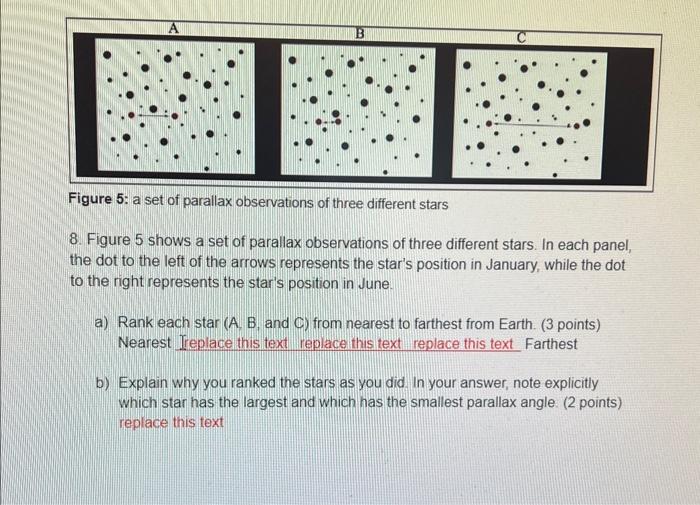 Solved Figure 5: a set of parallax observations of three | Chegg.com