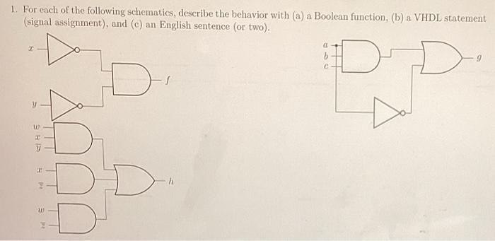 Solved 1. For each of the following schematics, describe the | Chegg.com
