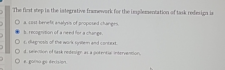 Solved The first step in the integrative framework for the | Chegg.com