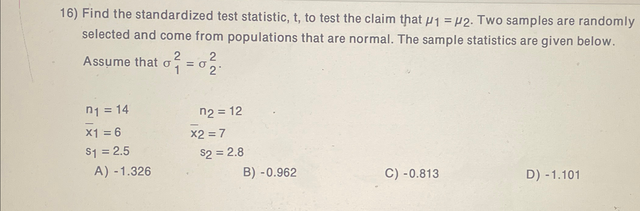 Solved Find the standardized test statistic, t, ﻿to test the | Chegg.com