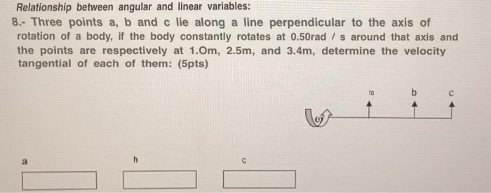 Solved Relationship between angular and linear variables: | Chegg.com