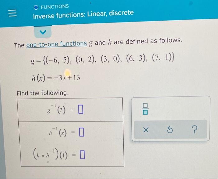Solved O Functions Inverse Functions Linear Discrete The 5757
