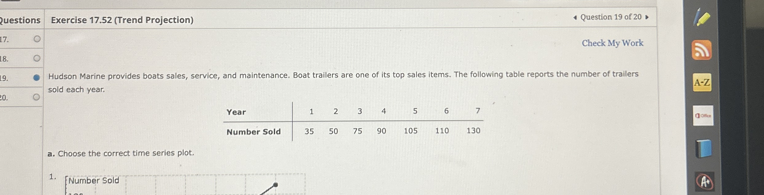 Solved Exercise 17.52 (Trend Projection)Question 19 ﻿of | Chegg.com
