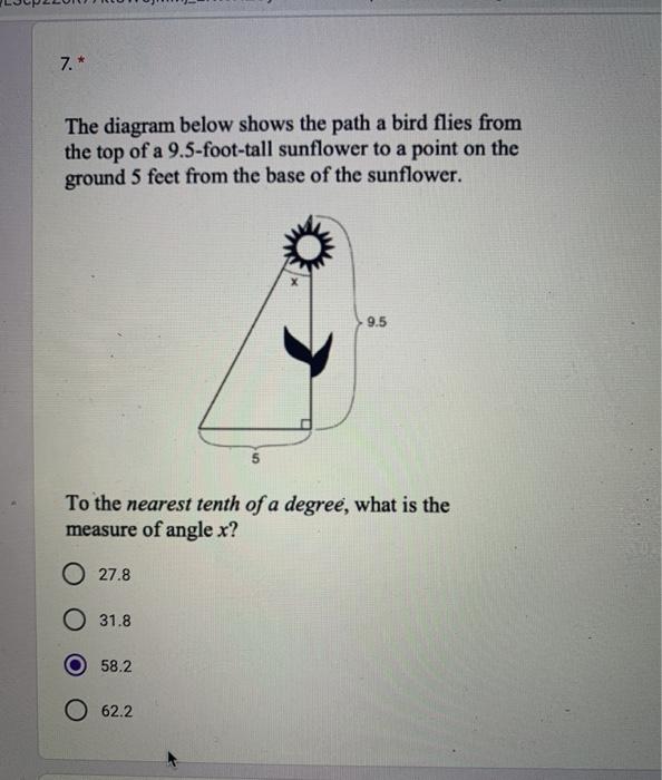 Solved 7.* The diagram below shows the path a bird flies | Chegg.com