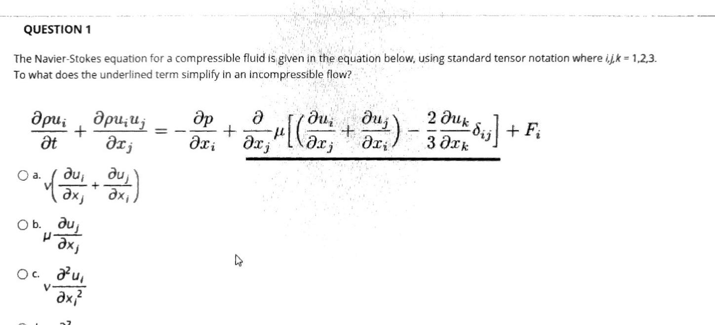 Solved QUESTION 1 The Navier-Stokes equation for a | Chegg.com