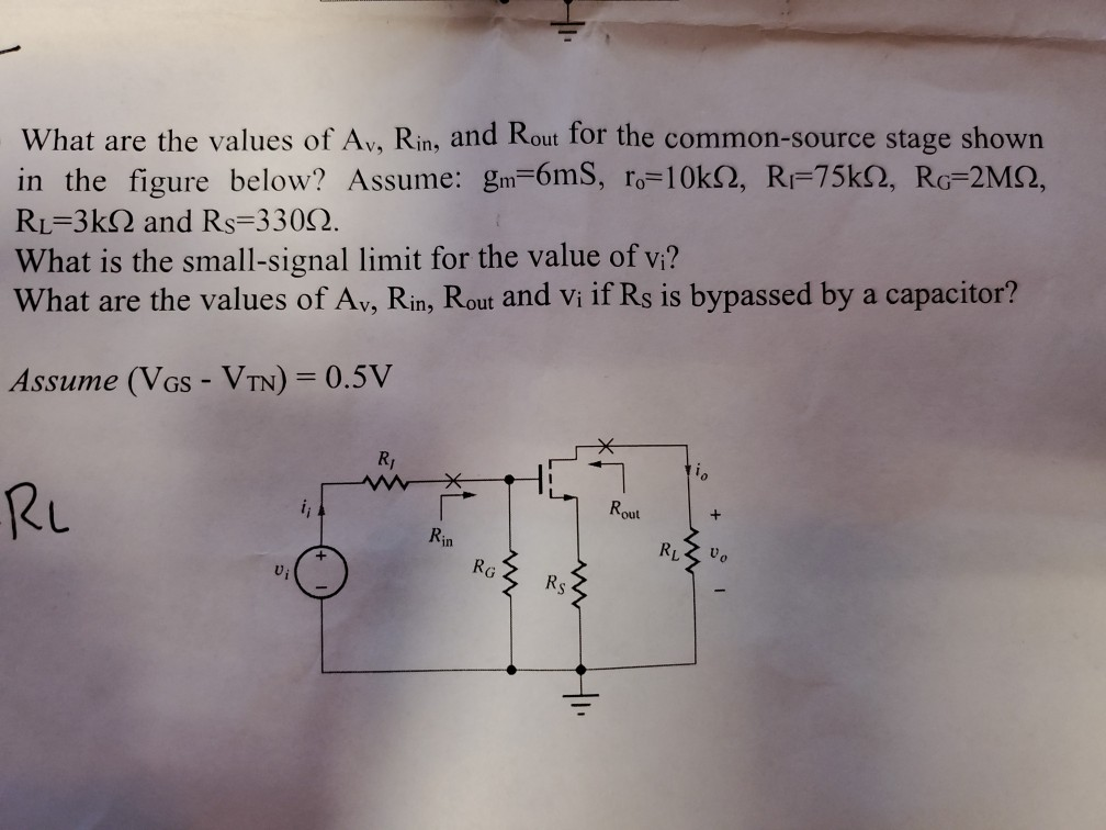 Solved a) What are the values of Av, Rin, and Rout for the | Chegg.com