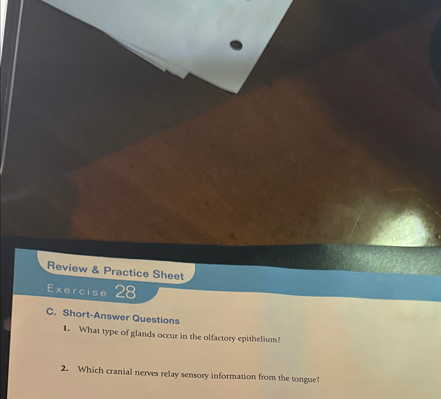 Solved Review & Practice SheetExerciseC. ﻿Short-Answer | Chegg.com