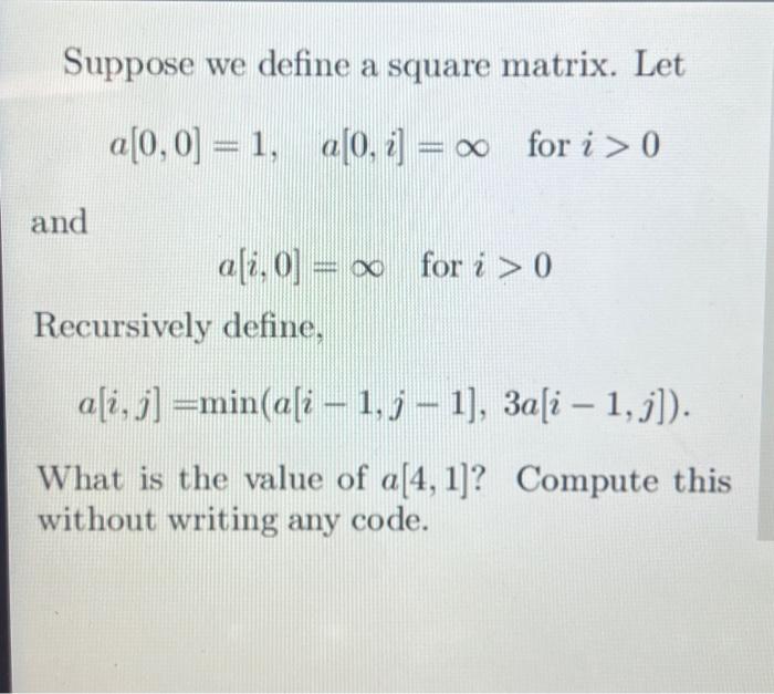 Solved Suppose we define a square matrix. Let | Chegg.com