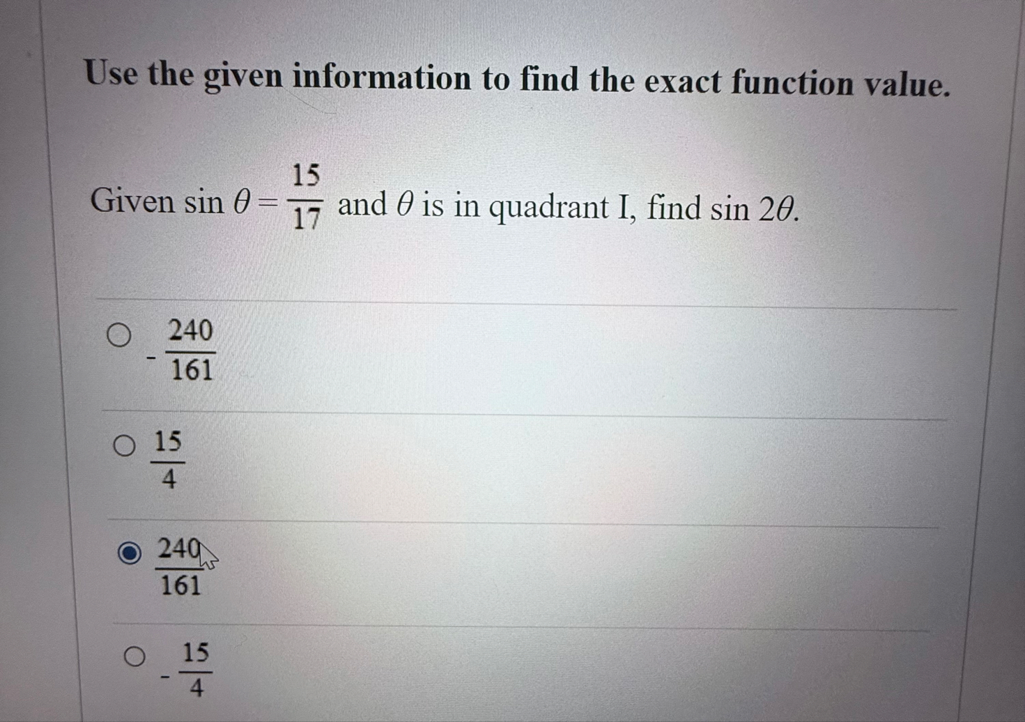 Solved Use the given information to find the exact function | Chegg.com