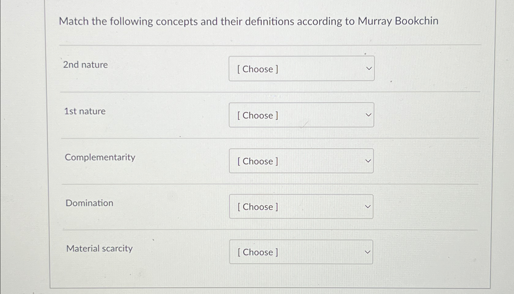 Solved Match the following concepts and their definitions | Chegg.com