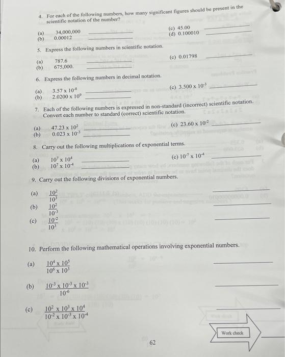 Solved Write the following numbers in exponential form: | Chegg.com